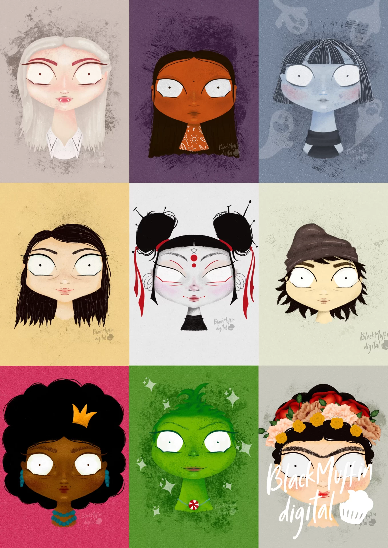 Spooky faces - avatars | BlackMuffin digitals